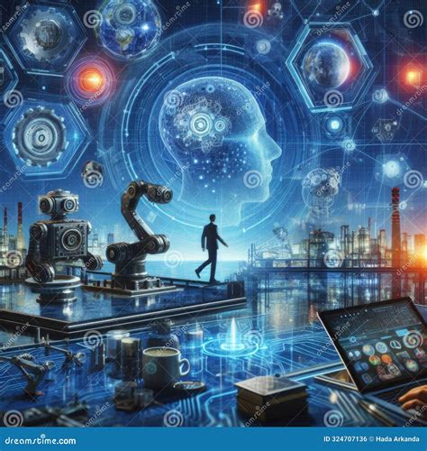 Machine Learning Big Data Analysis And Automation Technology Merging On A Virtual Screen Stock