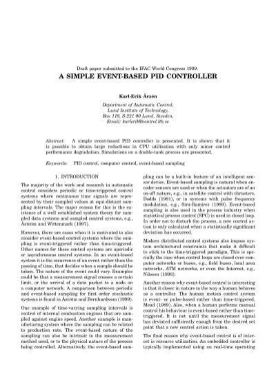 A Simple Event Based Pid Controller Automatic Control