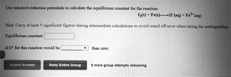 Use Standard Reduction Potentials To Calculate The Eq… Solvedlib