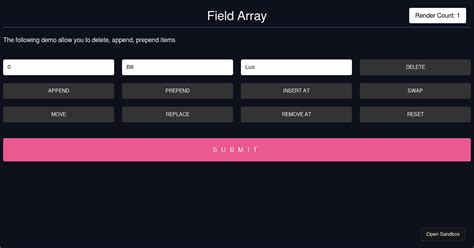 React Hook Form UseFieldArray Forked Codesandbox