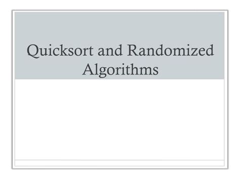 quicksort in practice ppt