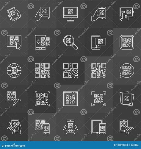 QR Code Outline Icons Vector Set Of Scan Codes Signs Stock Vector Illustration Of Finance