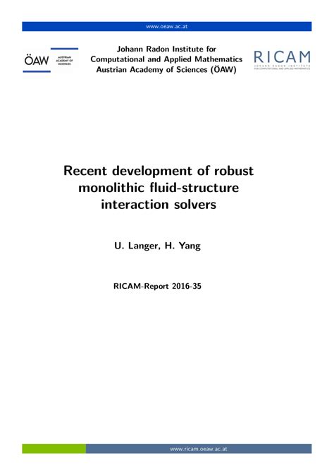 pdf 5 recent development of robust monolithic fluid structure