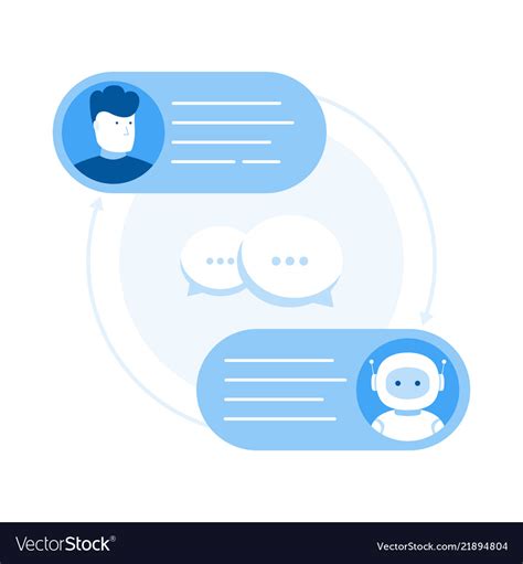 Chatbot Concept Man Chatting With Chat Bot Vector Image