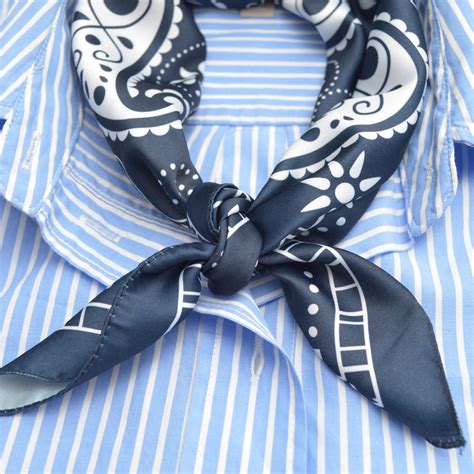 Silky Neck Scarf Navy Paisley Bandana Satin Scarf Hair Headband Square