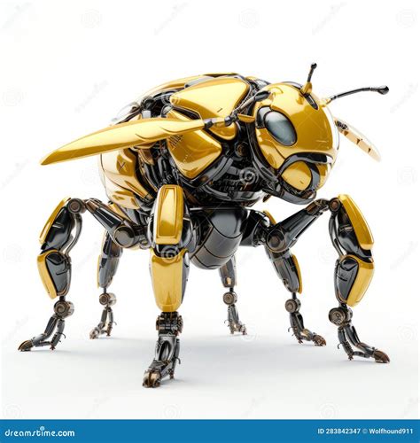 Bee Or Wasp Robot Robotic Insect Isolated Over White Background Ai Generated Stock