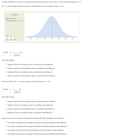 solved a sample of difference scores from a