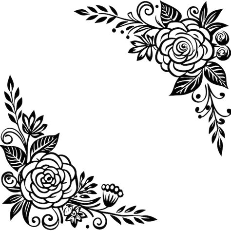 Elegant Floral Corner Design With Roses And Leaves Premium Ai Generated Vector