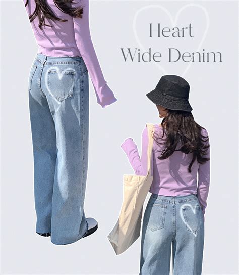 키치룩💘 하트뿅뿅 와이드 데님팬츠 봄 청바지 데님 와이드팬츠 통큰바지 힙 포켓 페인팅 프린팅 워싱데님 하비바지 핏보정 하이웨스트 커팅 데미지 캠퍼스룩 데일리룩 출근룩