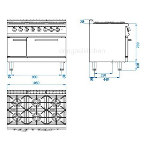 Gas Range Cooker 6 Burner Gas Range With Gas Oven Dpjzh Tq 6