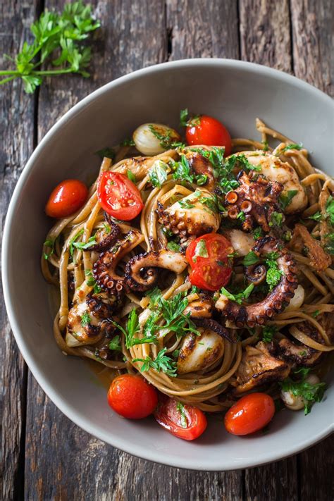 Mediterranean Octopus Pasta Tender Seafood Meets Healthy Whole Grains