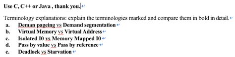 solved use c c or java thank you terminology