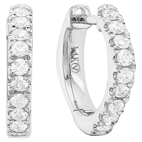 Diamond White Gold Small Hoop Earrings At 1stdibs