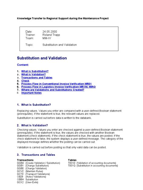 Mm Iv Validation And Substitution In Invoice Verification Pdf