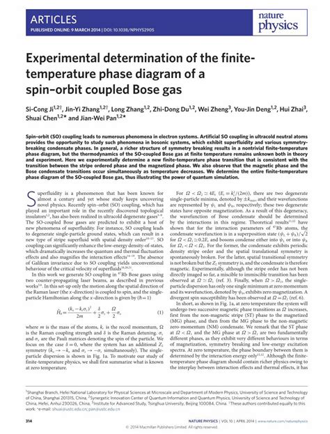 Pdf Experimental Determination Of The Finite Temperature Phase