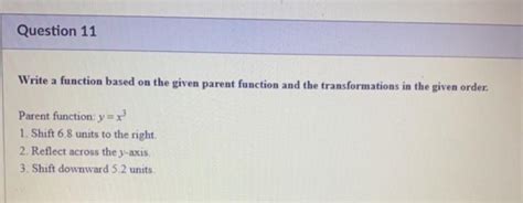 Solved Write A Function Based On The Given Parent Function Chegg Com