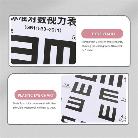Standard Eye Chart Waterproof Clear Visual Testing Chart For Home School Fruugo Uk