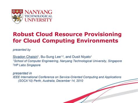 Robust Cloud Resource Provisioning For Cloud Computing Environments Ppt