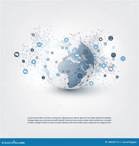 Internet Of Things Cloud Computing Design Concept With Earth Globe And Icons Stock Vector