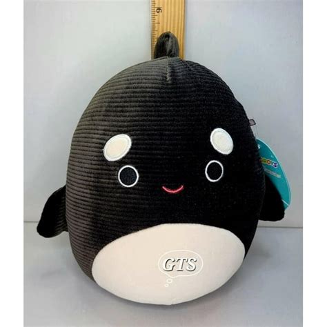 Squishmallow 8 Kai Killer Whale Corduroy Black White Orca Sea Plush