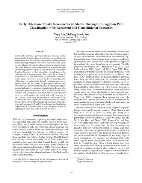 Pdf Early Detection Of Fake News On Social Media Through Propagation Path Classification With