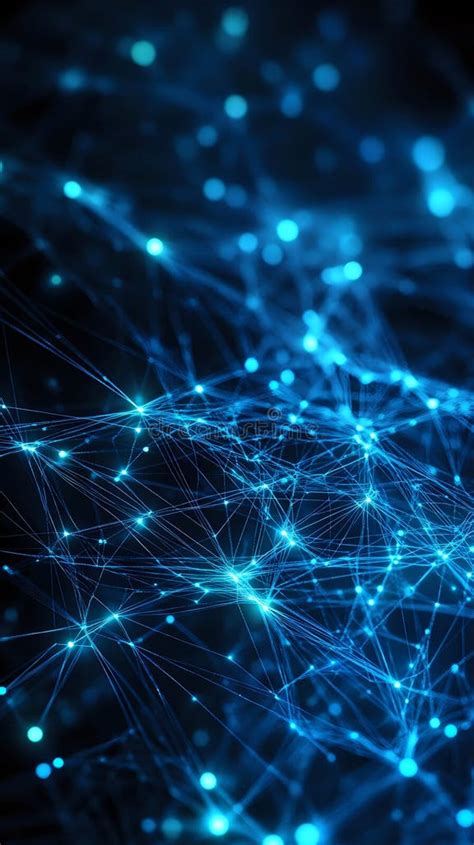 Dynamic Tech Inspired Visualization Of Digital Networks With Interwoven Blue Lines Stock