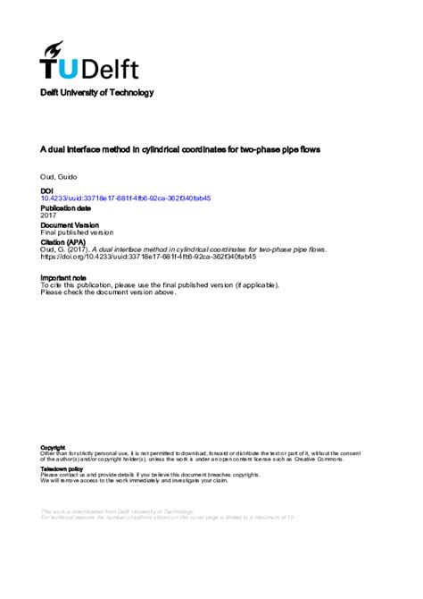 pdf a dual interface method in cylindrical coordinates for two phase