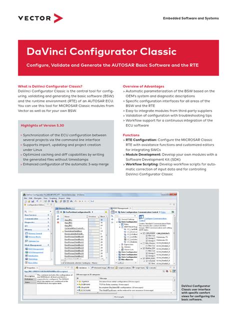 Davinci Configurator Classic Factsheet En Pdf Systems Architecture System Software