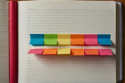 A Set Of Colored Sticky Tabs In A Notebook Premium Ai Generated Image