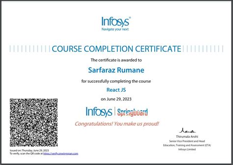 Sarfaraz Rumane On Linkedin Reactjs Webdevelopment Certification