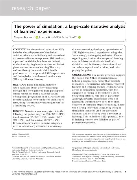 Pdf The Power Of Simulation A Large Scale Narrative Analysis Of Learners Experiences