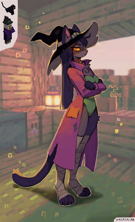Cat And Witch Minecraft Drawn By Waspsalad Danbooru