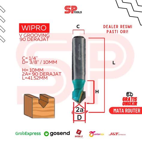 Mata Router Roter Profil Kayu Acp V Grooving Bit 90 Derajat 1 4 X 3 8 10mm Wipro Lazada