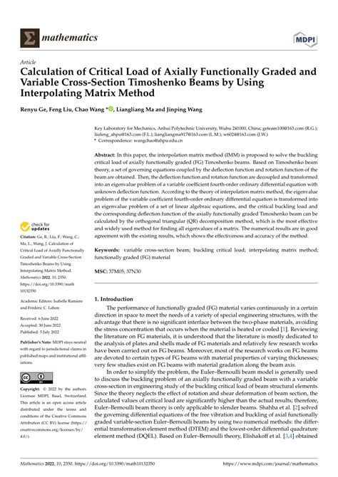 pdf calculation of critical load of axially functionally graded and