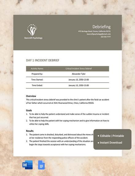 Free Debrief Word Template Download