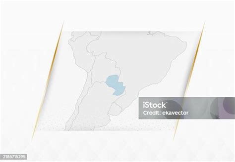 파라과이 지도 파란색 와 금색 프레임 악센트 있는 파라과이의 현대 벡터지도 0명에 대한 스톡 벡터 아트 및 기타 이미지 0명 교육 국가 지도 Istock