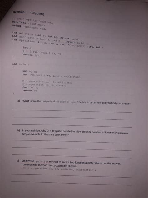 Solved Question 10 Points Pointers To Functions