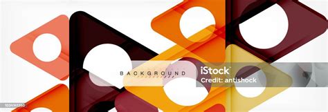 기하학적 배경 원형 및 삼각형 모양 배너입니다 브로슈어 또는 전단지 프레 젠 테이 션 및 웹 디자인 레이아웃에 대 한 그림 0명에 대한 스톡 벡터 아트 및 기타 이미지