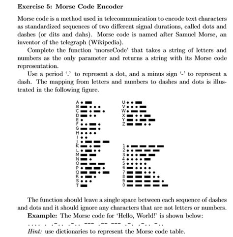 Solved Exercise 5 Morse Code Encoder Morse Code Is A Method Used In 1 Answer Transtutors