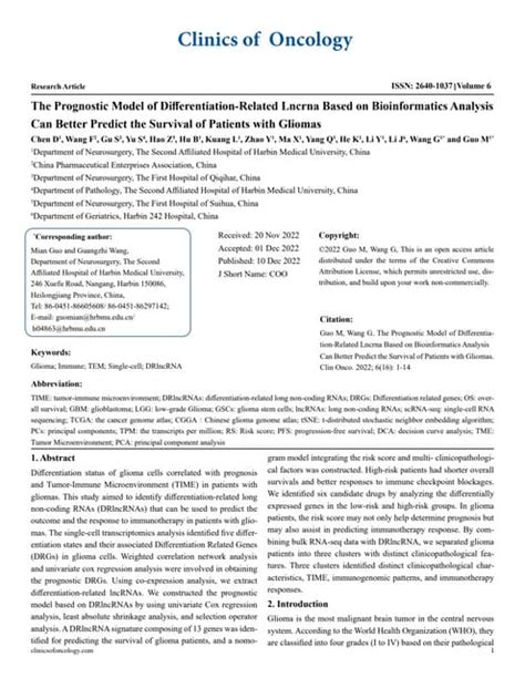 The Prognostic Model Of Differentiation Related Lncrna Based On