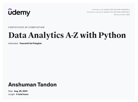 Udemy Course Completion Certificate Ca Anshuman Tandon
