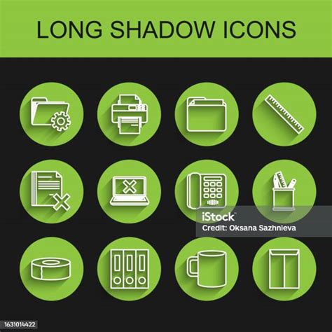 라인 스카치 종이 및 문서가 있는 사무실 폴더 폴더 설정 기어 플랫 커피잔 봉투 화면에 노트북 십자 표시 필통 편지지 및 전화 아이콘을 설정합니다 벡터 0명에 대한 스톡