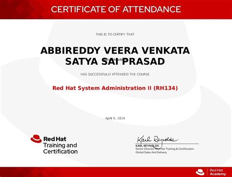Abbireddy V V S Sai Prasad On Linkedin Community Redhatsystemadministration Certification