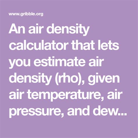 Air Density Calculator