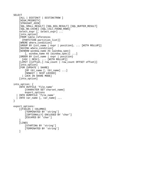 Mysql Syntax Pdf