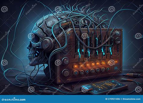 Concept Of Artificial Intelligence Human Brain Connected To Electronic Microcircuits