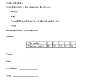 Answered: Exercises: Statistics For the following three data sets calculate the following ...