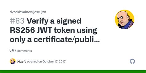 Verify A Signed Rs256 Jwt Token Using Only A Certificatepublic Key · Issue 83 · Dvsekhvalnov