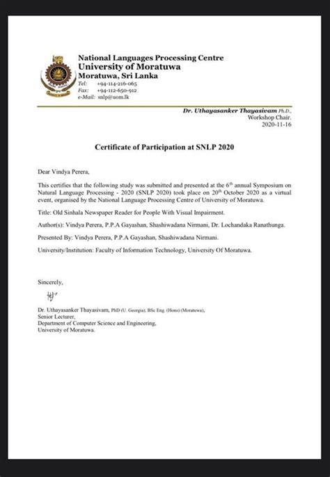 Slnp Research Innovation Project Engineering Vindy Perera