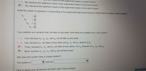 Solved Nostcoluin Of The Augmented Matrix Is A Pivot Column